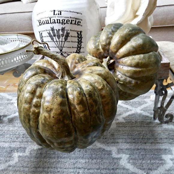 Boutique | Accents | New Set2 Rustic Farmhouse Green Gourd Pumpkins ...